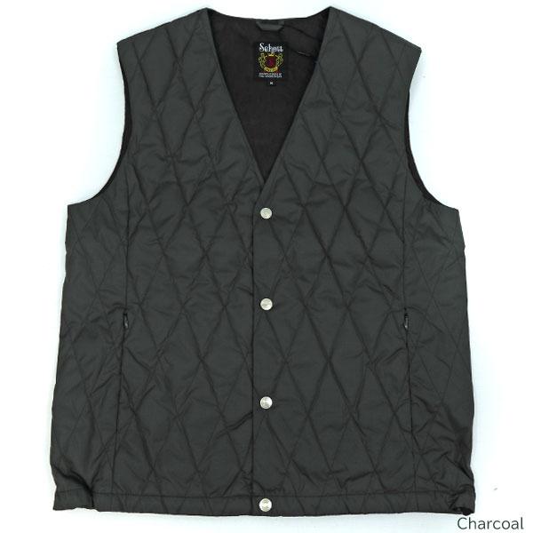 Schott N.Y.C 2024FW x TAION DOWN VEST ショット タイオン ダウンベスト コラボ 782-4253001 800フィルパワー ブラック チャコールグレー ...