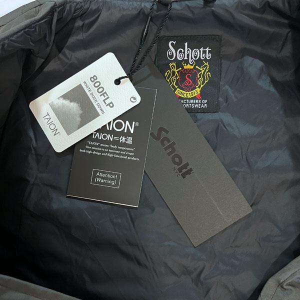 2024FW Schott x TAION DOWN VEST ショット タイオン ダウンベスト コラボ 782-4253001 800フィルパワー ブラック チャコールグレー インナーダウン ...