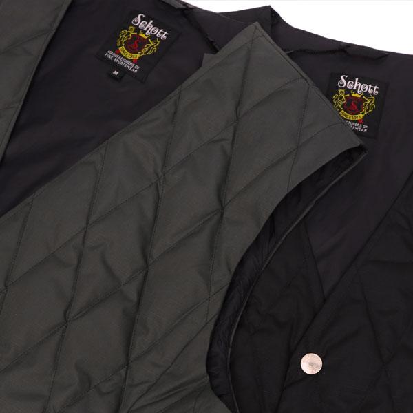 Schott N.Y.C 2024FW x TAION DOWN VEST ショット タイオン ダウンベスト コラボ 782-4253001 800フィルパワー ブラック チャコールグレー ...