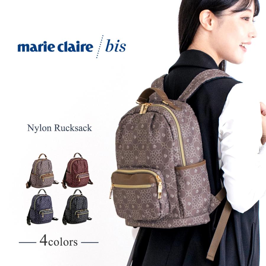 marie claire bis マリクレールビス リュックサック レディース 軽量 ナイロン リュック 小さめ 軽い 通勤バッグ B5 小さい 合皮 モノグラム 旅行バッグ 女性 : 五番街 ...