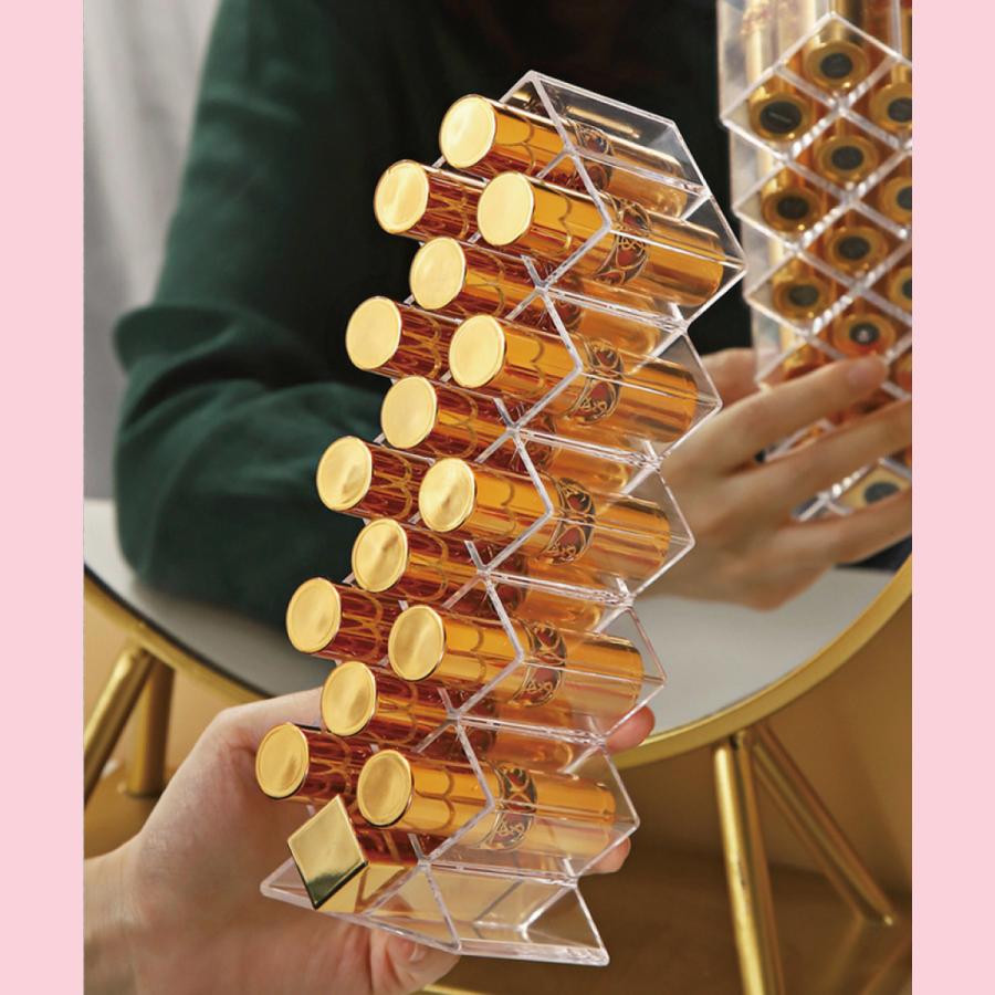 口紅収納ケース リップ収納 16本 口紅収納棚 透明 化粧収納ボックス 小物入れ 卓上 化粧品入れ メイクケース 多機能収納ボックス 口紅 ...