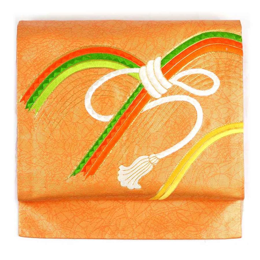 名古屋帯 幅31cm 長さ358cm レディース 無地 秋冬春用 正絹（シルク）オレンジ地 美品 : 新品とリサイクル着物呉服のきくや - 通販 - Yahoo!ショッピング