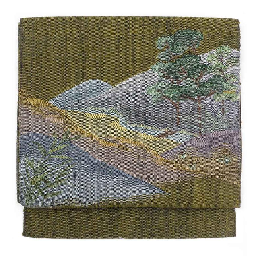 名古屋帯 リサイクル着物 幅31cm 長さ365cm レディース 風景画 秋冬春用 正絹（シルク）緑地 未使用品 : 新品とリサイクル着物呉服のきくや - 通販 - Yahoo!ショッピング