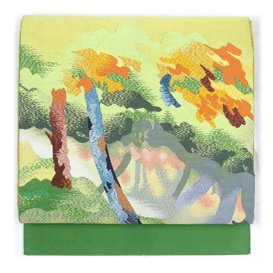 名古屋帯 リサイクル着物 幅30cm 長さ355cm レディース 風景画 秋冬春用 正絹（シルク）緑地 やや難 : a33633 : 新品とリサイクル着物呉服のきくや - 通販 - Yahoo ...