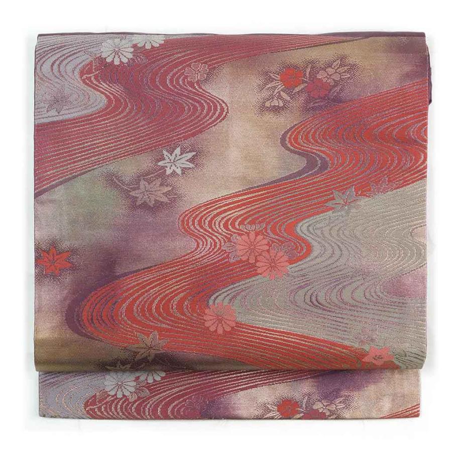 名古屋帯 幅30.5cm 長さ358cm レディース 流水 秋冬春用 正絹（シルク）紫地 美品 : 新品とリサイクル着物呉服のきくや - 通販 - Yahoo!ショッピング