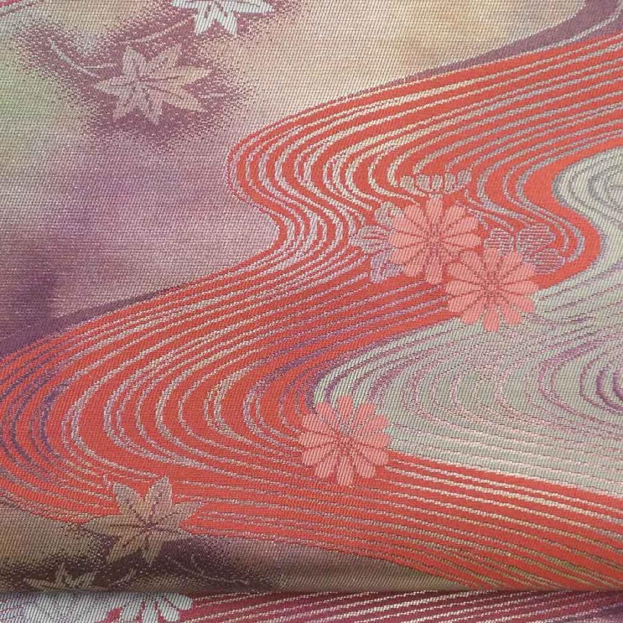 名古屋帯 幅30.5cm 長さ358cm レディース 流水 秋冬春用 正絹（シルク）紫地 美品 : 新品とリサイクル着物呉服のきくや - 通販 - Yahoo!ショッピング