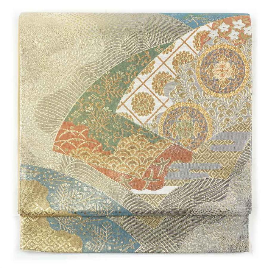 袋帯 幅31cm 長さ438cm レディース 扇面 秋冬春用 正絹（シルク）金地 美品 : 新品とリサイクル着物呉服のきくや - 通販 - Yahoo!ショッピング