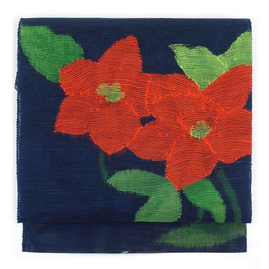 名古屋帯 リサイクル着物 幅30.5cm 長さ376cm レディース 花柄 夏用 正絹（シルク）紺地 美品 : a34826 : 新品と ...