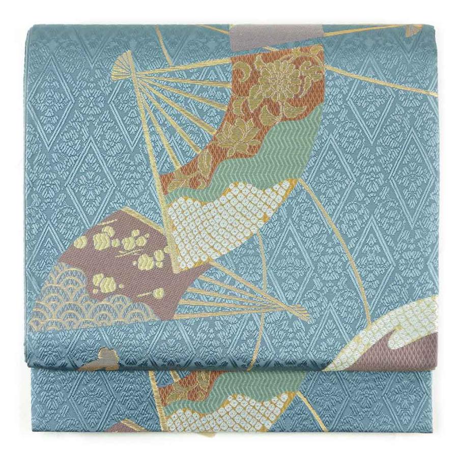 袋帯 幅31cm 長さ422cm レディース 扇面 秋冬春用 正絹（シルク）青色 未使用品 : 新品とリサイクル着物呉服のきくや - 通販 - Yahoo!ショッピング