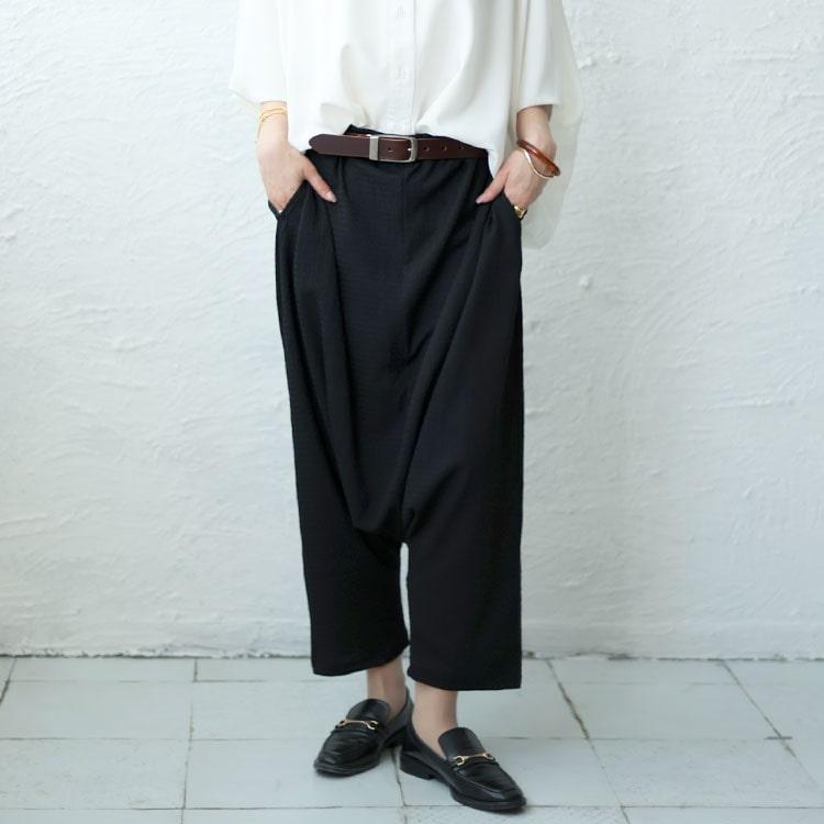 大きいサイズ レディース ボトムス パンツ サルエル ロング ウエストゴム ストレッチ 冬コーデ 春 秋 夏 冬 LL 2L 3L 4L 5L ブラック 黒 ゴールドジャパン :fem-452 ...