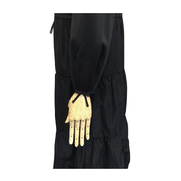 スーパービューティー ロングワンピース 2023年秋冬入荷 ティヤード タフタ 切替 ダンボールニット ブラック 2326006 大人可愛い ...