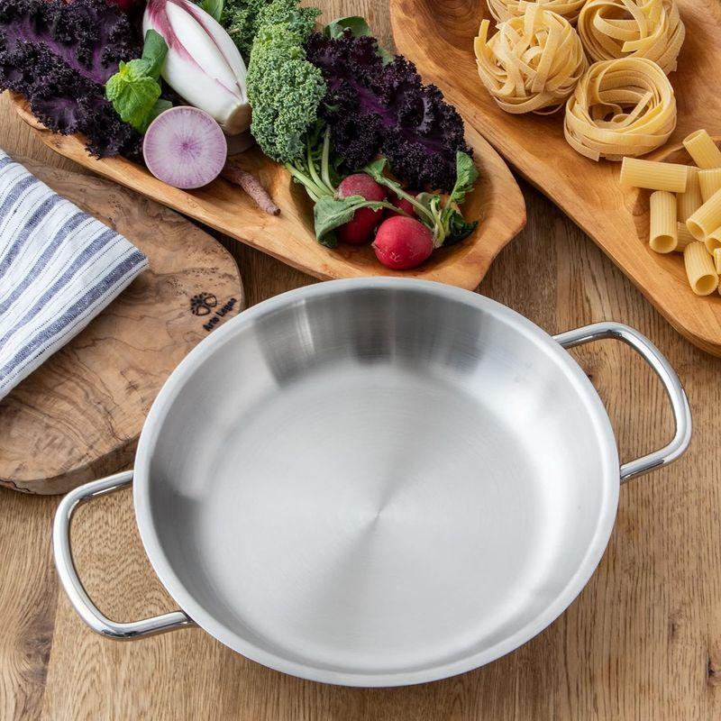 遠藤商事 TKG 両手フライパン 28cm ステンレスで衛生的 IH・ガス火対応 サンドイッチ式三層底で 高い熱伝導率を再現 外径×深さ(m : 20240117181156-00323 ...