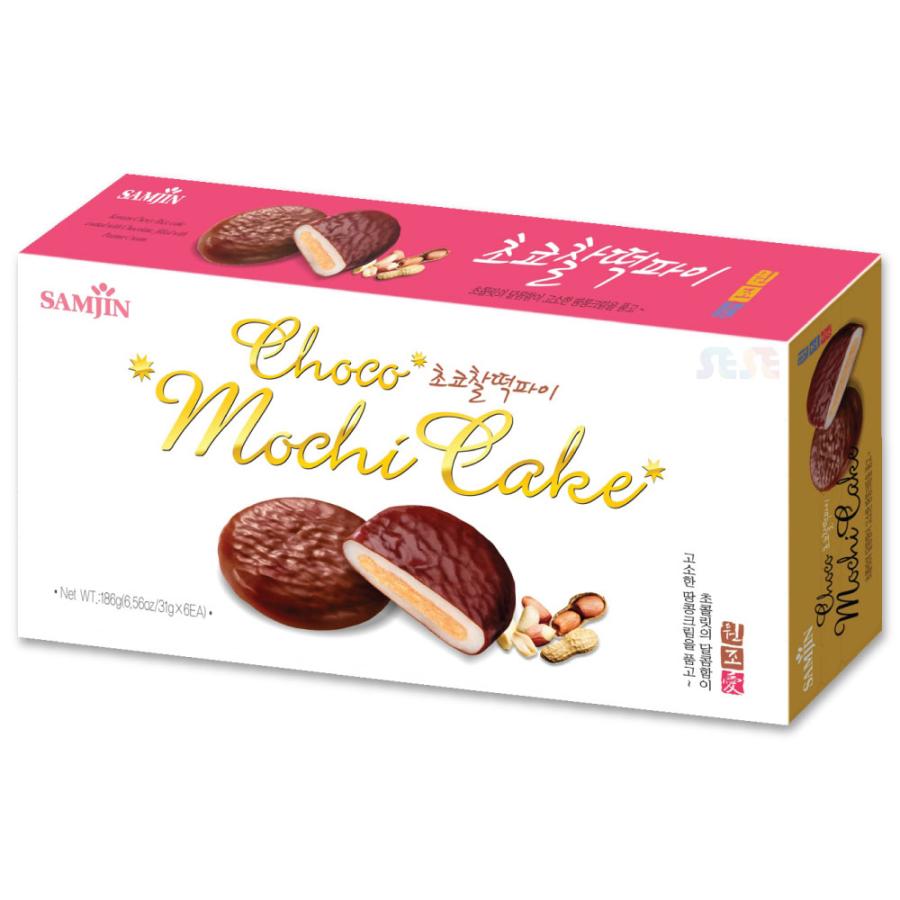 SAMJIN チョコもちパイ 186g 3個セット (31g × 6袋入) / チョコ餅パイ アップグレード ピーナッツクリーム もちもちとするチョコパイ 韓国デザート ...