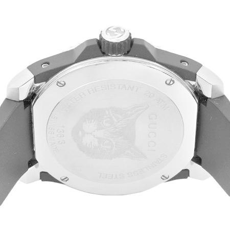 GUCCI（グッチ） グッチダイヴ ウォッチ 40mm キャットヘッド メンズ 時計 クォーツ SS/ラバー 黒文字盤 YA136320 ...