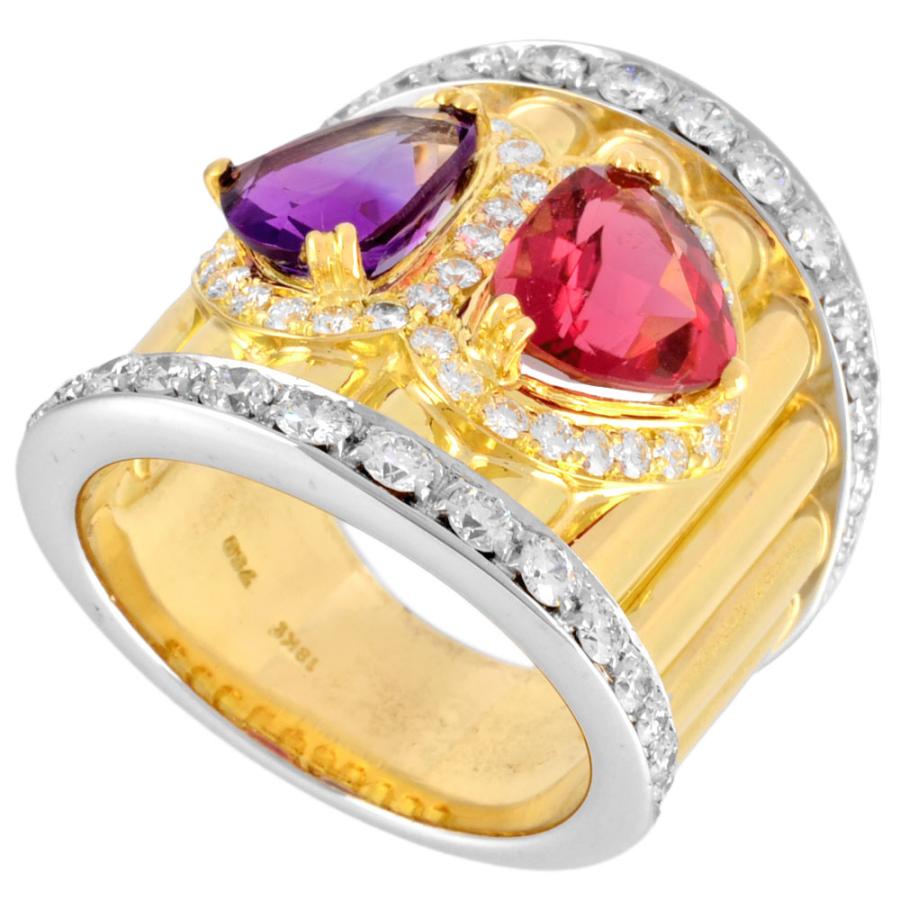 ピキョッティ PICCHIOTTI リング 指輪 アメジスト ルベライト ダイヤモンド 1.74ct 約13号 K18YG K18WG : ゴールドプラザ ヤフー店 - 通販 - Yahoo ...