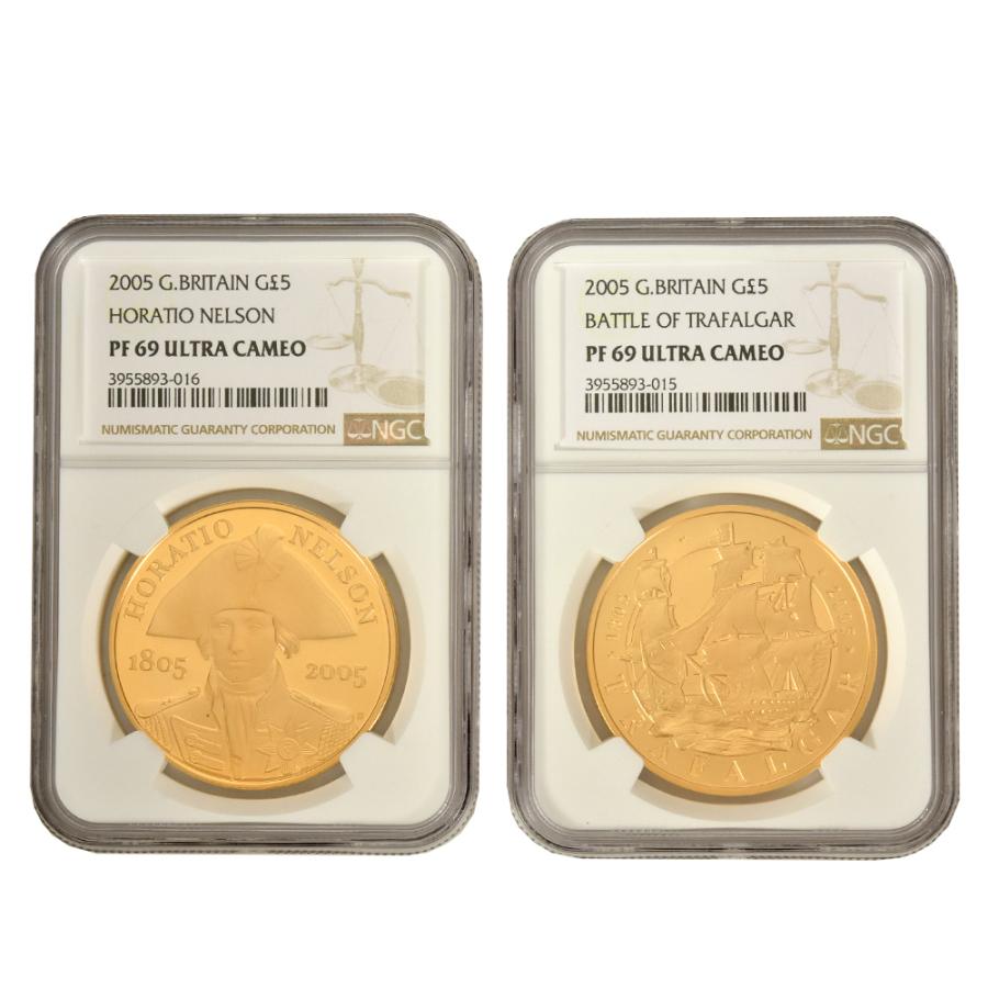 トラファルガー海戦 戦勝200年記念 5ポンド プルーフ金貨 2枚セット 2005年 K22ゴールド 39.94g ネルソン提督 NGC : ゴールドプラザ ヤフー店 - 通販 - Yahoo ...