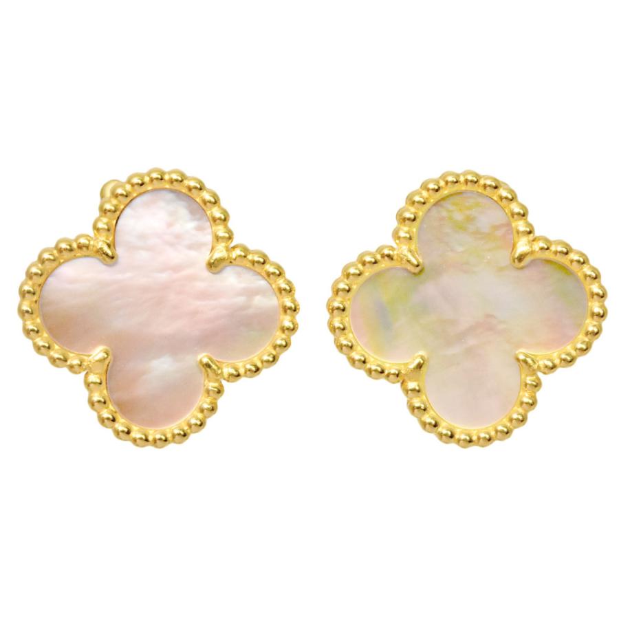 ヴァンクリーフ&アーペル Van Cleef&Arpels ヴィンテージ アルハンブラ マザーオブパール ピアス K18YG イヤリング ...