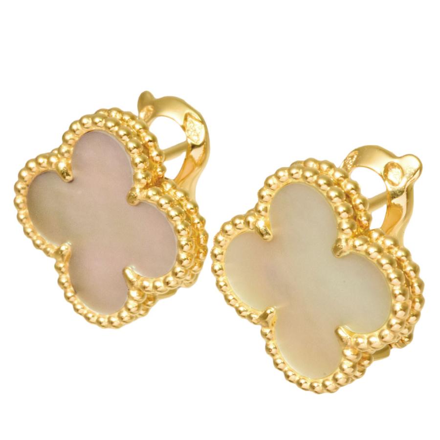 ヴァンクリーフ&アーペル Van Cleef&Arpels ヴィンテージ アルハンブラ マザーオブパール ピアス K18YG イヤリング ...