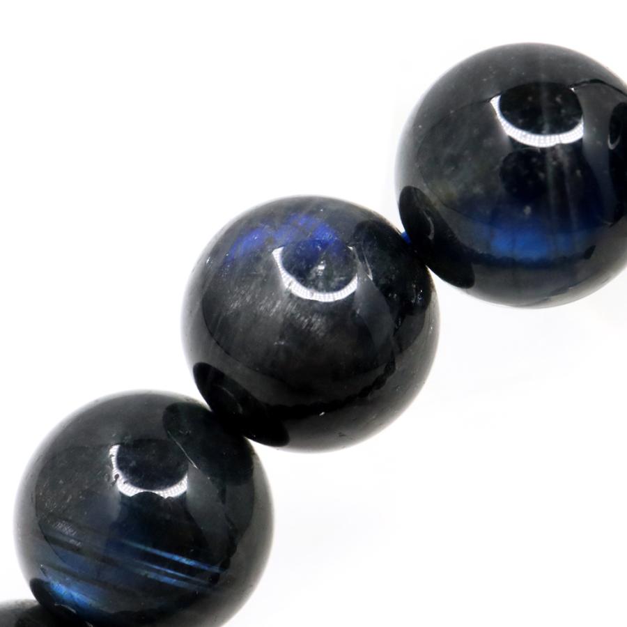 ブラック ラブラドライト ブレスレット 12mm 漆黒に輝くブルー ブラック ラブラドライト ブレスレット 12mm 漆黒に輝くブルー