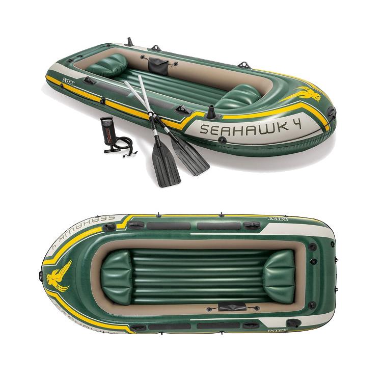 INTEX SALE特価 即納 インテックス 4人乗り ゴムボート Seahawk4 シーホーク4 オール ポンプ クッション付き intex boat set アウトドアマリンスポーツ ...