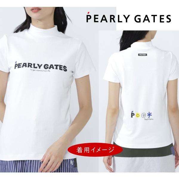 PEARLY GATES 【NEW】PEARLY パーリーゲイツ PGハウオリロゴプリント 涼!!ベア疑似メッシュ レディス半袖モックシャツ ...