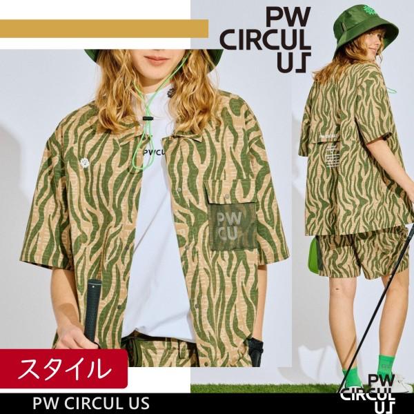 PW CIRCULUS 【PW CIRCULUS・ピーダブリュサーキュラス】 メンズ ストライプカモフラ メッシュポケット 半袖シャツ【KHPNGM-0625】 : GOLF WAVE ...