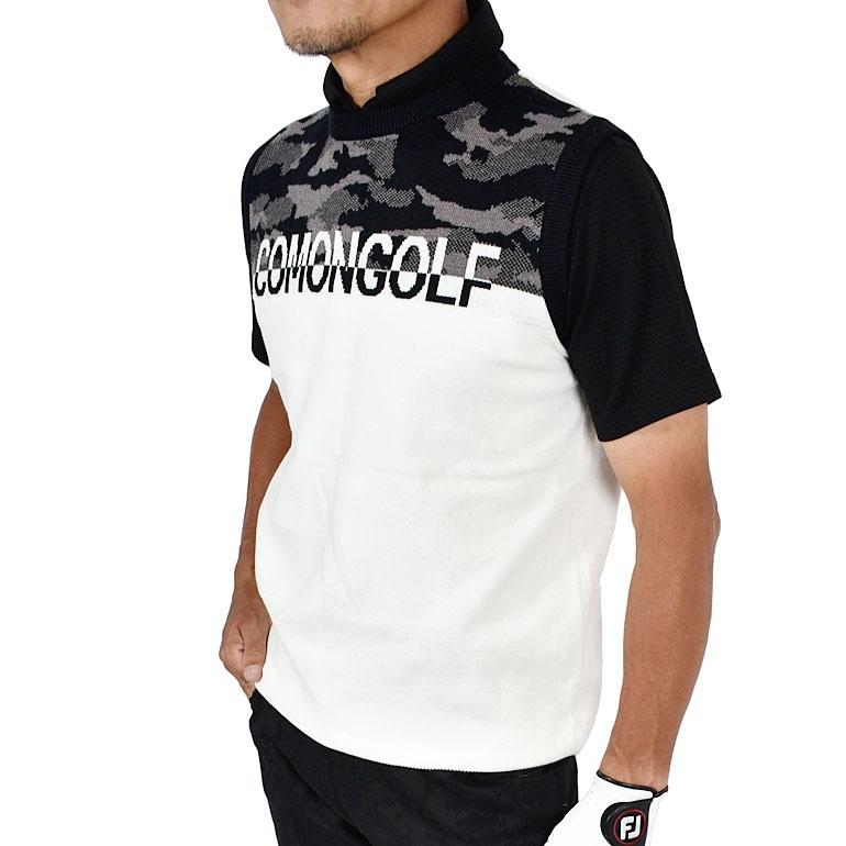 COMONGOLF ゴルフウェア メンズ ベスト 丸首 迷彩柄 切替 ニットベスト コモンゴルフ ゴルフ トップス おしゃれ 春 夏 秋 サンタリート CG-BS239 : メンズゴルフウェア ...