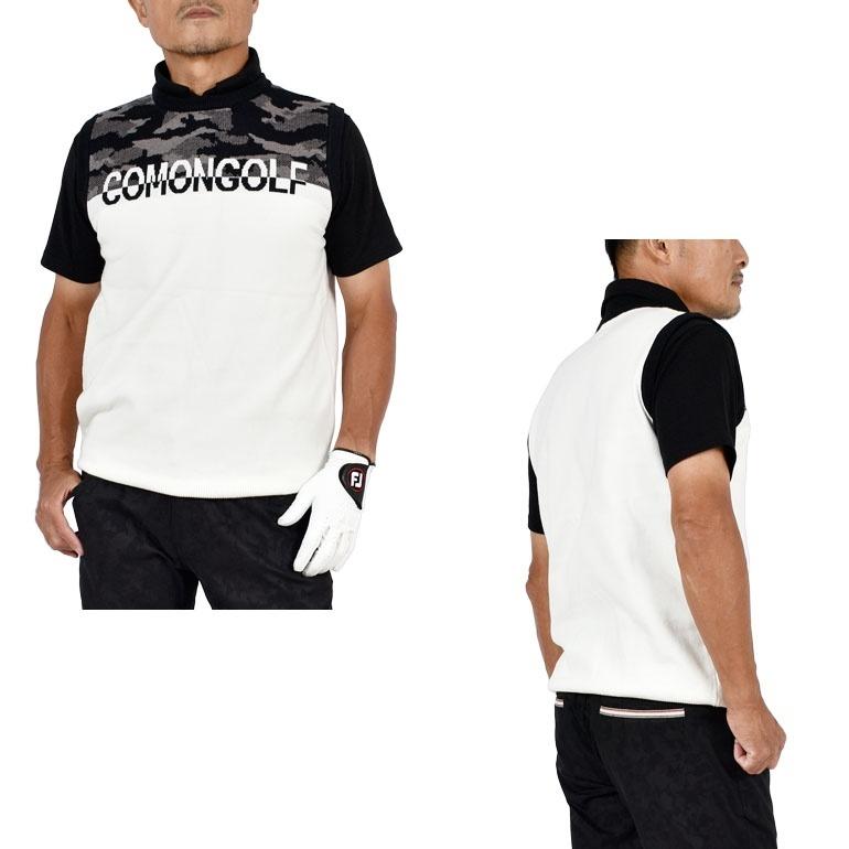 COMONGOLF ゴルフウェア メンズ ベスト 丸首 迷彩柄 切替 ニットベスト コモンゴルフ ゴルフ トップス おしゃれ 春 夏 秋 サンタリート CG-BS239 : メンズゴルフウェア ...