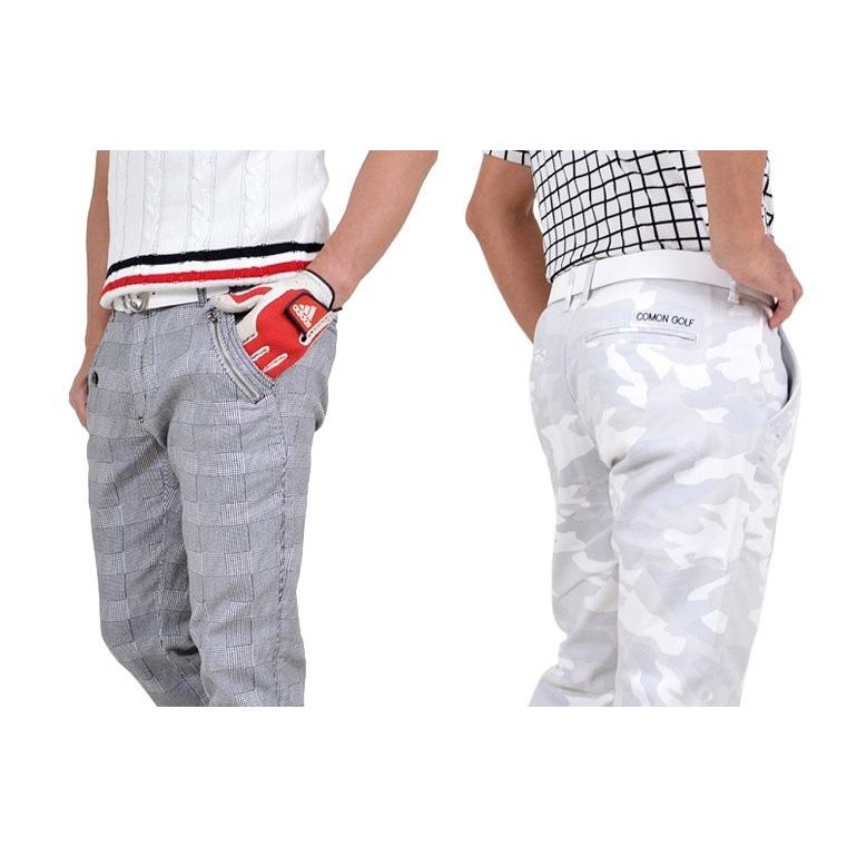 ゴルフウェア メンズ ゴルフパンツ ストレッチ ズボン スリット入り 大きいサイズ おしゃれ チェック柄 春 秋 サンタリート コモンゴルフ ...