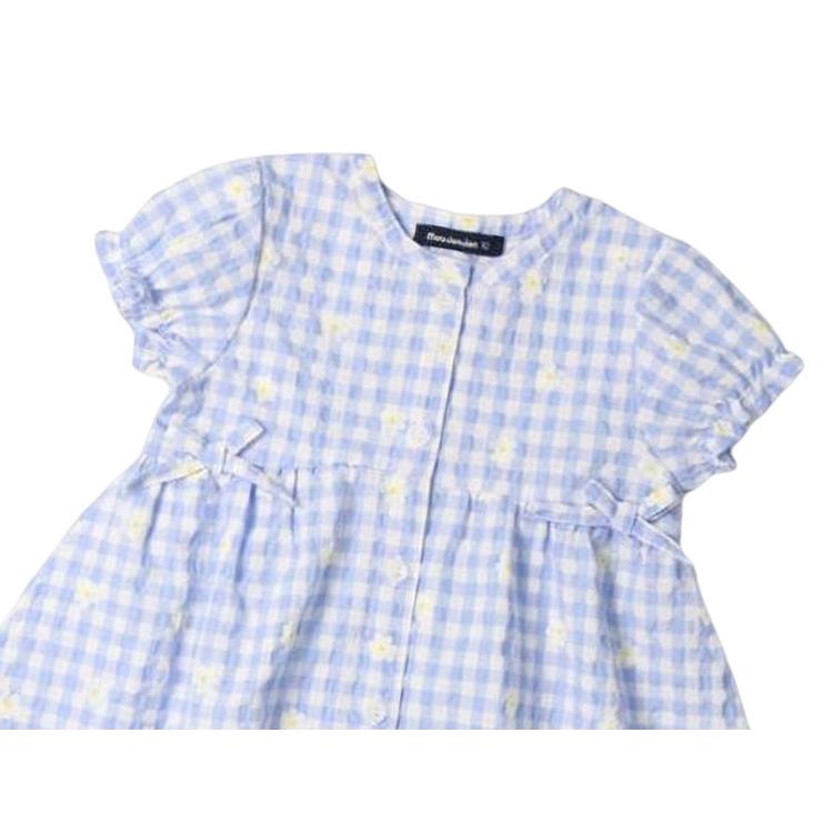 ワンピース ムージョンジョン 女の子 120cm 130cm 140cm M40311 お花柄 ギンガムチェック シャツワンピース ...