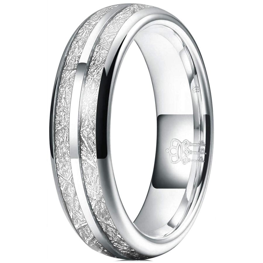 THREE KEYS JEWELRY 6mm 8mm タングステン 結婚指輪 模造隕石 シルバー 光沢バンド, 非貴金属, ジェネ 並行輸入品 ...