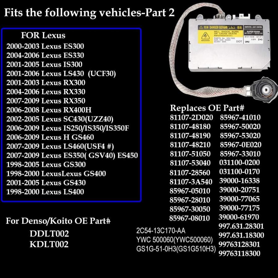 Briteye Replaces D2S D2R HID Xenon Ballast Compatible For Lexus/Toyota ...