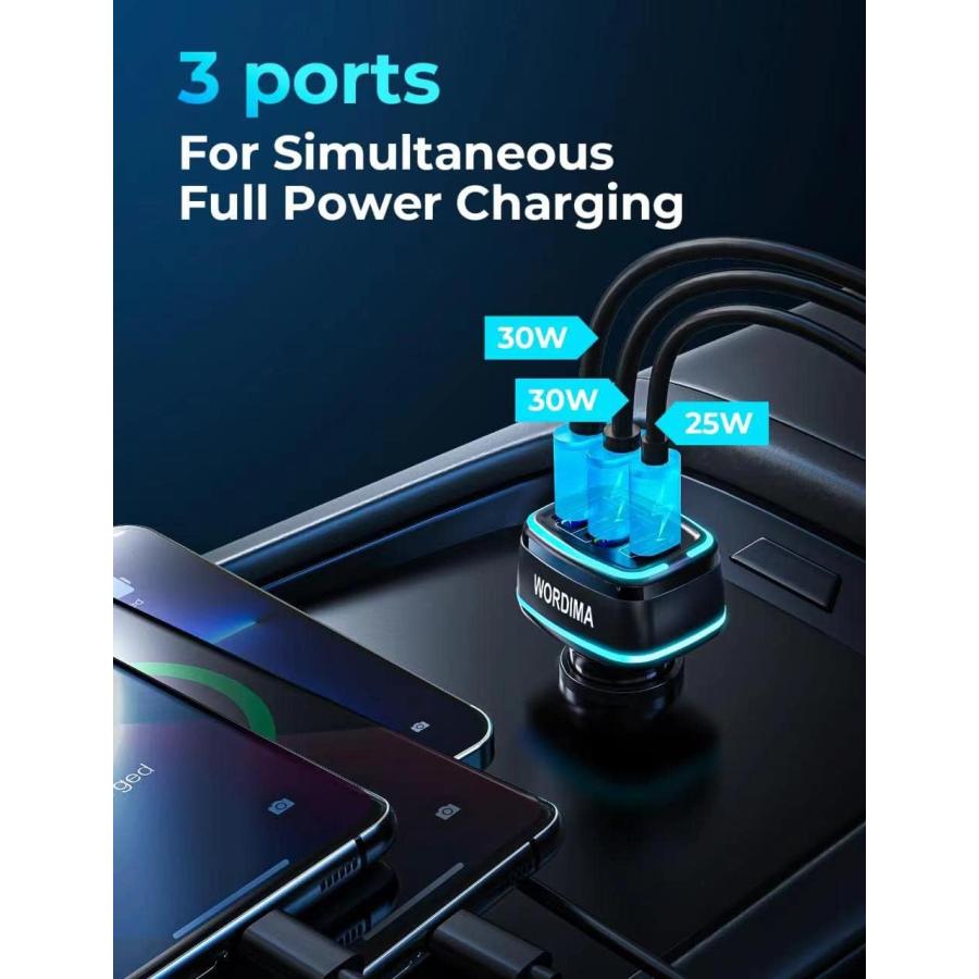 WORDIMA 車用充電器 80W 急速充電 デュアルUSB A USB C iPhone 12 11 Pr 並行輸入 : GoodFace ...