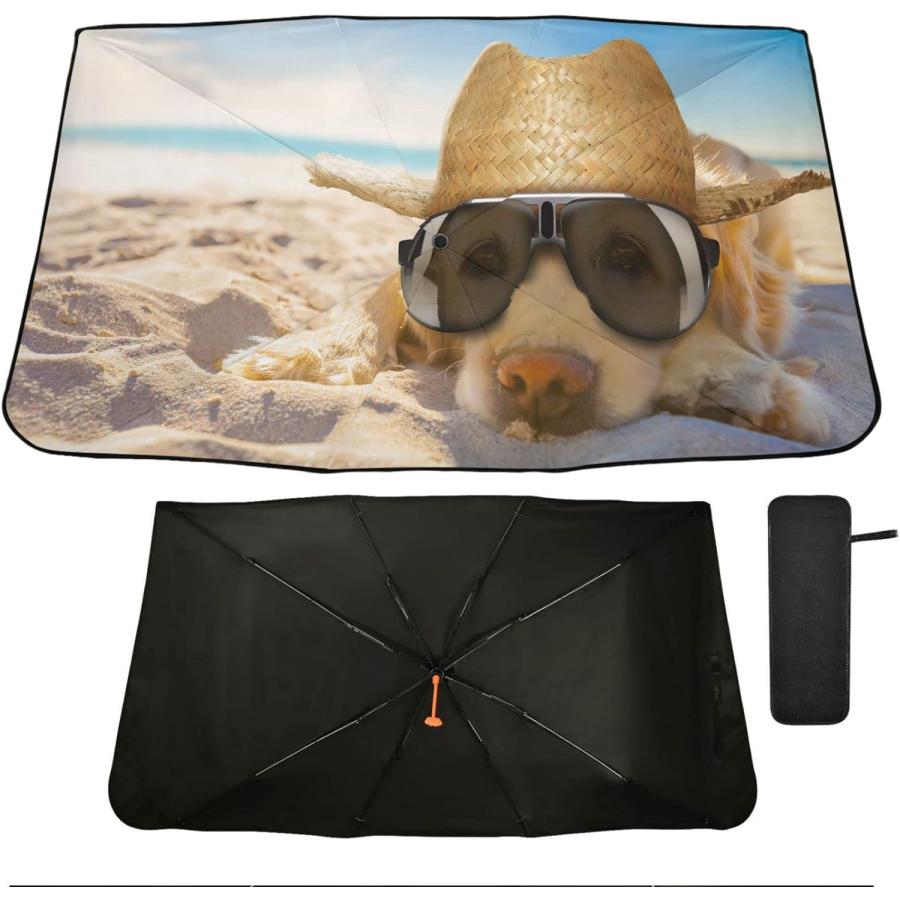 【並行輸入品】Oarencol Golden Retriever Beach Windshield Sun Shade Umbrella ...