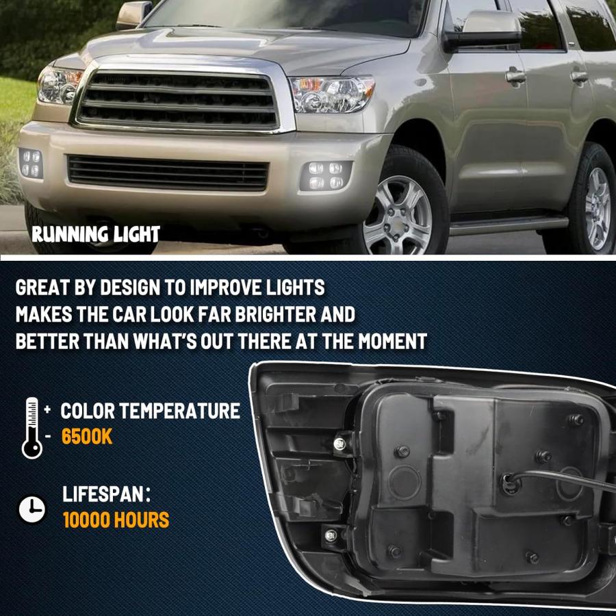 ブランド登録なし GEEGEETOP スイッチバック ホワイト/アンバー フロントバンパー フォグ デイタイム LED ランニングライト シーケンシャル ウインカー トヨタ セコイア SR5 ...