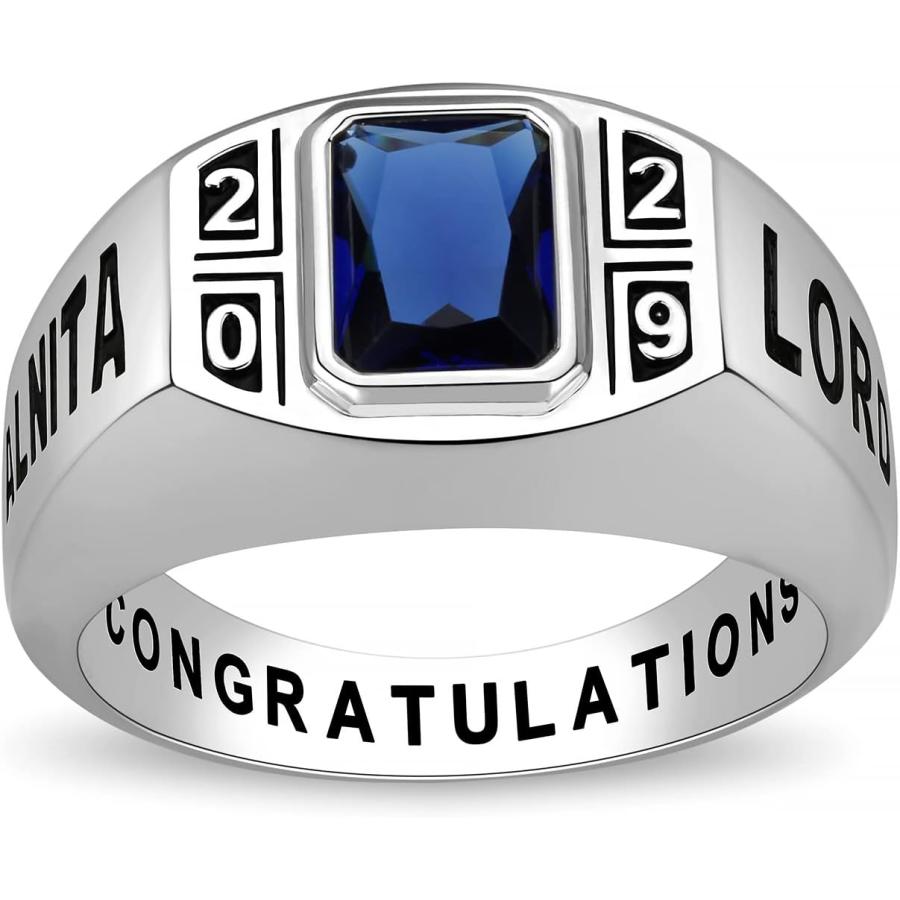 Ccjcinata Fully Personalized Customized class rings Sterling Silver Men ...