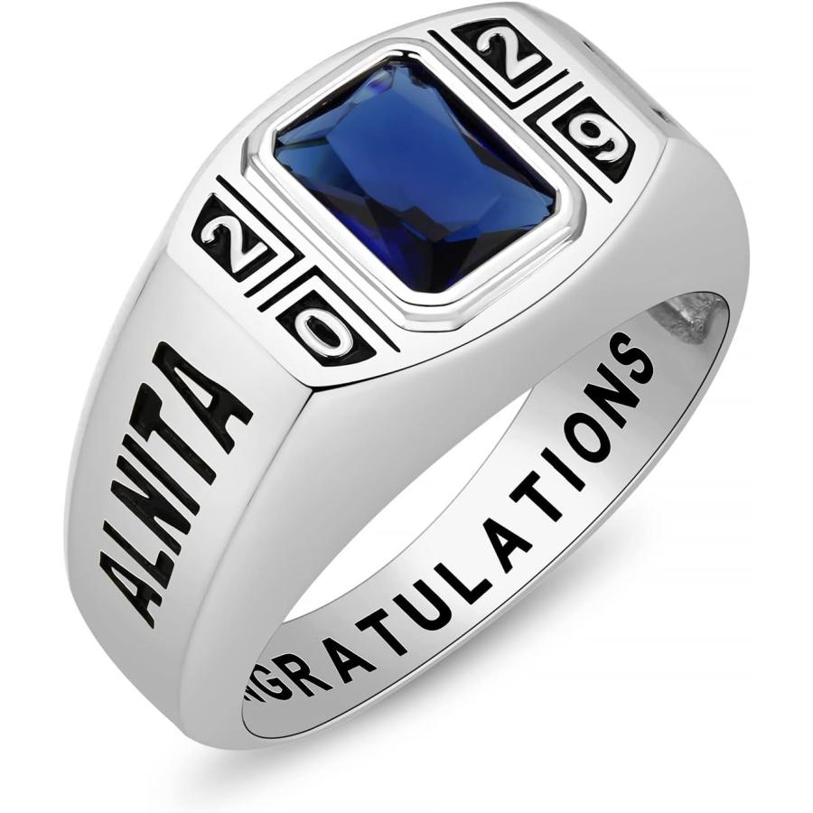 Ccjcinata Fully Personalized Customized class rings Sterling Silver Men ...