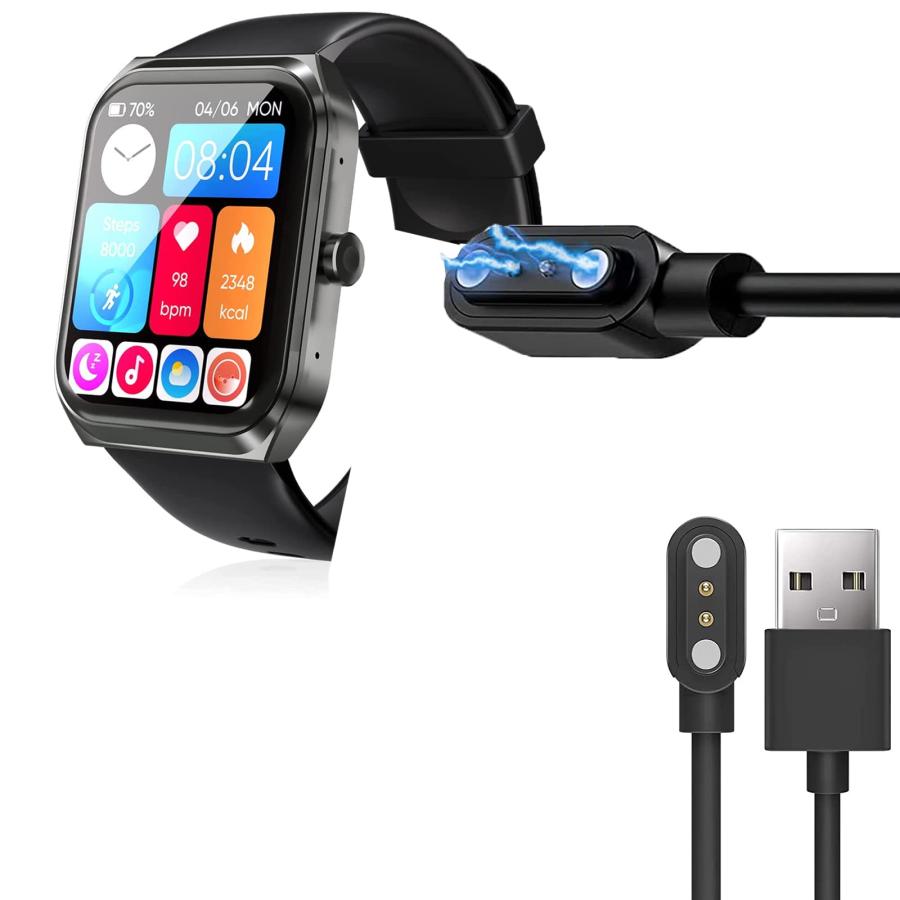 Lamshaw for AKIKI スマートウォッチ ケーブル, USB 磁気充電ケーブル 磁気吸着 1メートル 対応 LW76 1.91 ...