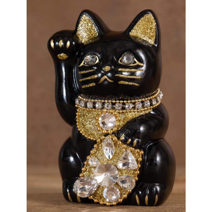 ご縁猫 ジュエリーキャット(S-SIZE 黒 Black)右手あげ/陶器 ご縁猫 ジュエリーキャット(S-SIZE 黒 Black)右手あげ/陶器