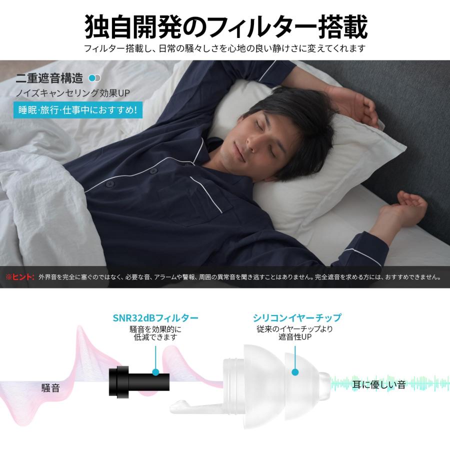 Quietide 耳栓 睡眠用 遮音 ノイズ低減 32dBフィルター搭載 防音 Quietide 耳栓 睡眠用 遮音 ノイズ低減 32dBフィルター搭載 防音