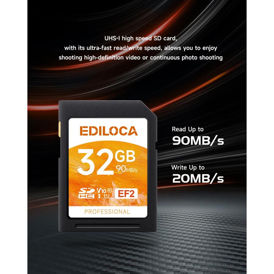 Ediloca EF2 32GB SDカード C10 UHS-I U1 V10 メモリカード 高速 読み取り速度 90MB/s 書き込み速度 20MB : s-b0cxxfdjht ...
