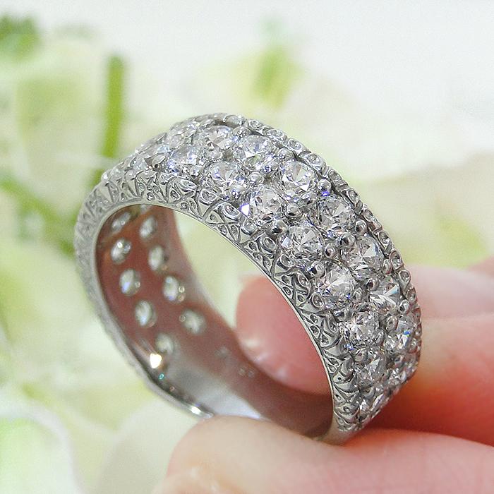 Pt900 2.0ct ダイヤモンド リング Hカラー SIクラス 送料無料 プラチナ 2カラット ダイヤ PT pave 指輪 パヴェ 豪華 可愛い 人気 幅広 ボリューム GUR1528 ...