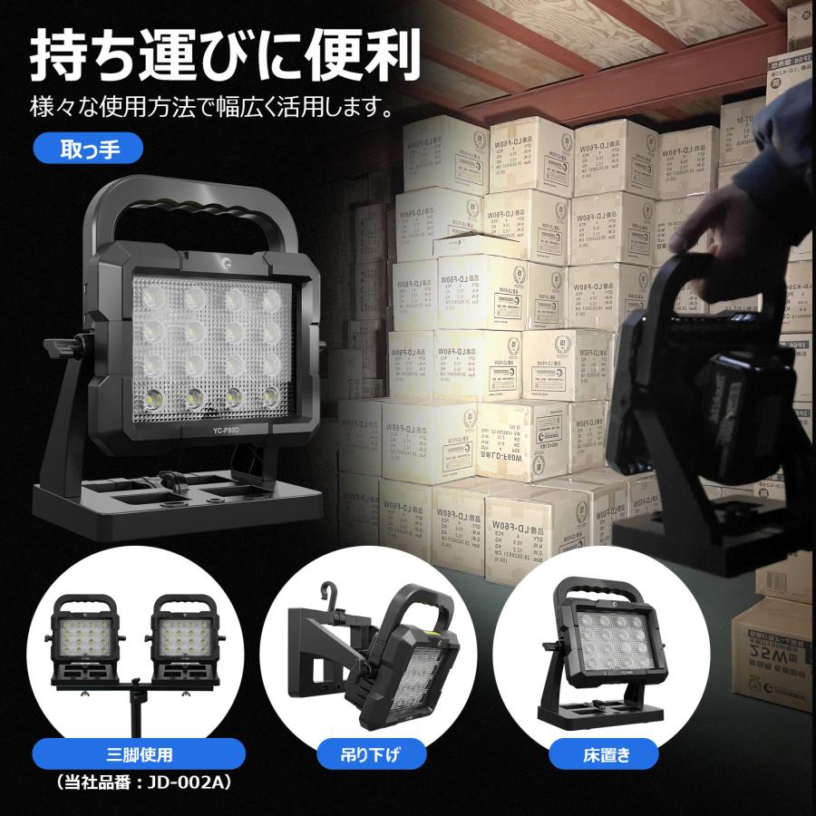 GOODGOODS セット LED投光器 80W 10000lm 18V マキタバッテリー 着脱式 作業灯 ポータブル バッテリーライト 超爆光 集魚灯 工事照明 夜間作業 一年保証 YC ...