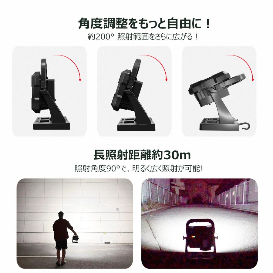 GOODGOODS セット LED投光器 80W 10000lm 18V マキタバッテリー 着脱式 作業灯 ポータブル バッテリーライト 超爆光 集魚灯 工事照明 夜間作業 一年保証 YC ...