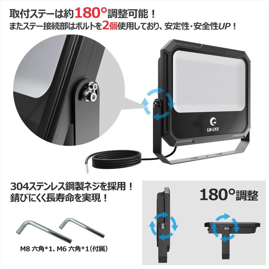 GOODGOODS 6個セット 200W LED投光器 屋外 明るい 高演色 6000K 14600lm 高輝度 アウトドアライト 防水 ...