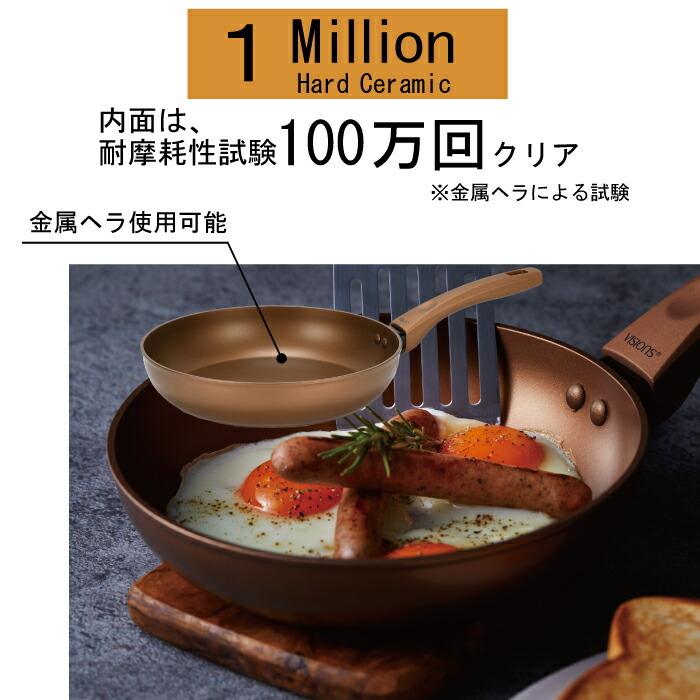 VISIONS 硬質セラミック配合 3層 ゴールドコーティング フライパン 28cm ガス火 IH対応 CP-8813 : グットライフショップ ヤフー店 - 通販 - Yahoo!ショッピング