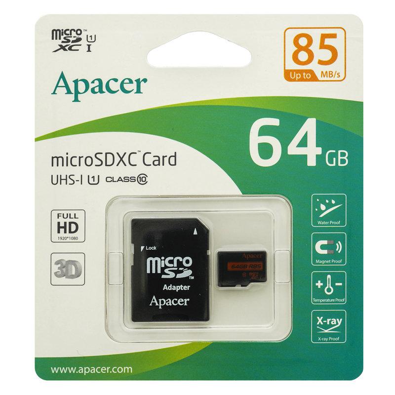 Apacer microSDカード 64GB 5年保証 UHS-I U1 クラス10 AP64GMCSX10U5-R microSDXC ...