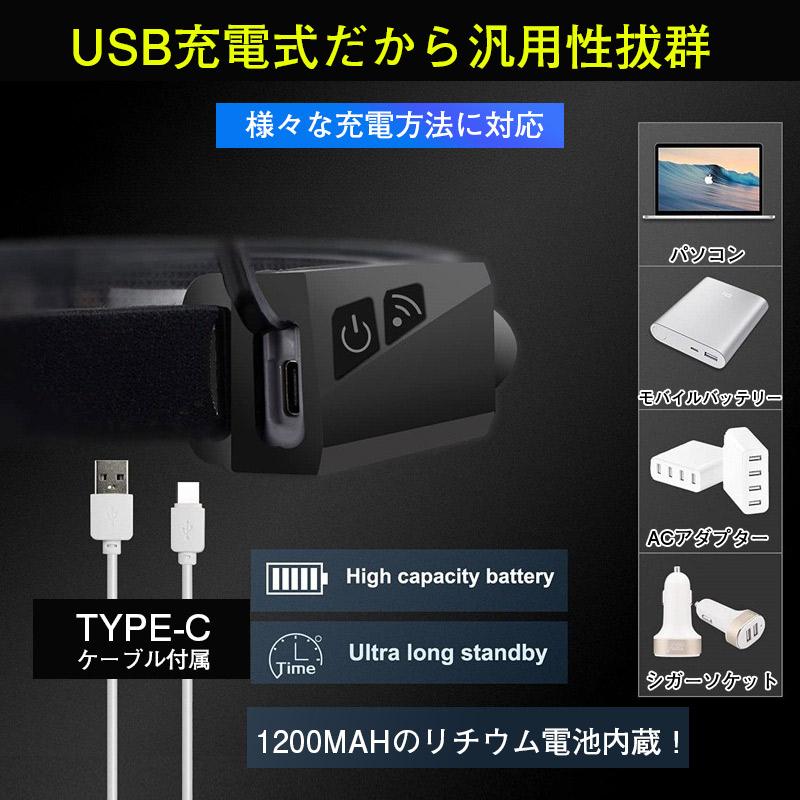 ヘッドライト 充電式 LED ヘッドランプ 防水 明るい 長時間 usb コンパクト 軽量 ランニング アウトドア センサー キャンプ フィッシング : GOOD NESS - 通販 ...