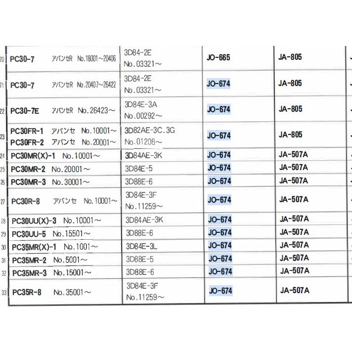JO-674 コマツ パワーショベル PC27 PC28 PC30 PC35 PC38 PC40 の一部 ユニオン製 品番要確認 オイルエレメント オイルフィルター 産業機械用 : クール ...