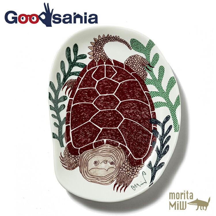 楠橋紋織 小皿 morita MiW 水底の草原の亀 レッド 約10.8×14.6×1.5cm M-68388-00-2 ...